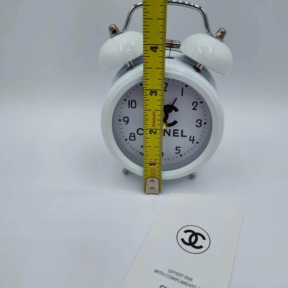unknown | Wall Decor | Chanel Twin Bell Alarm Clock White Black Cc Logo ...